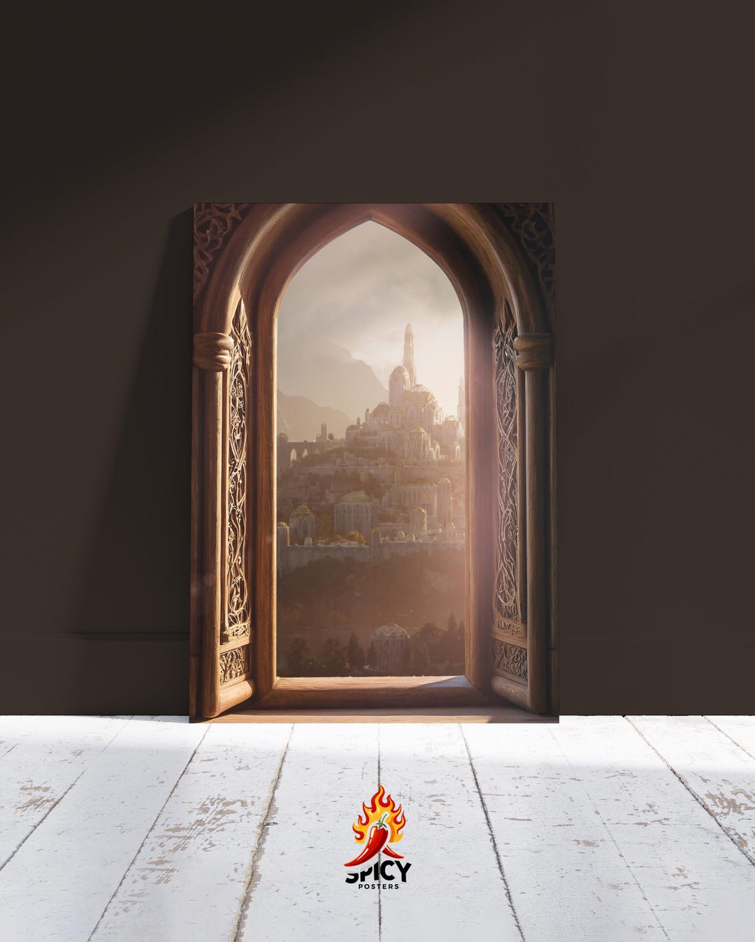 Elven Landscape Faux Window Art Print – Fantasy Window Illusion Poster ...