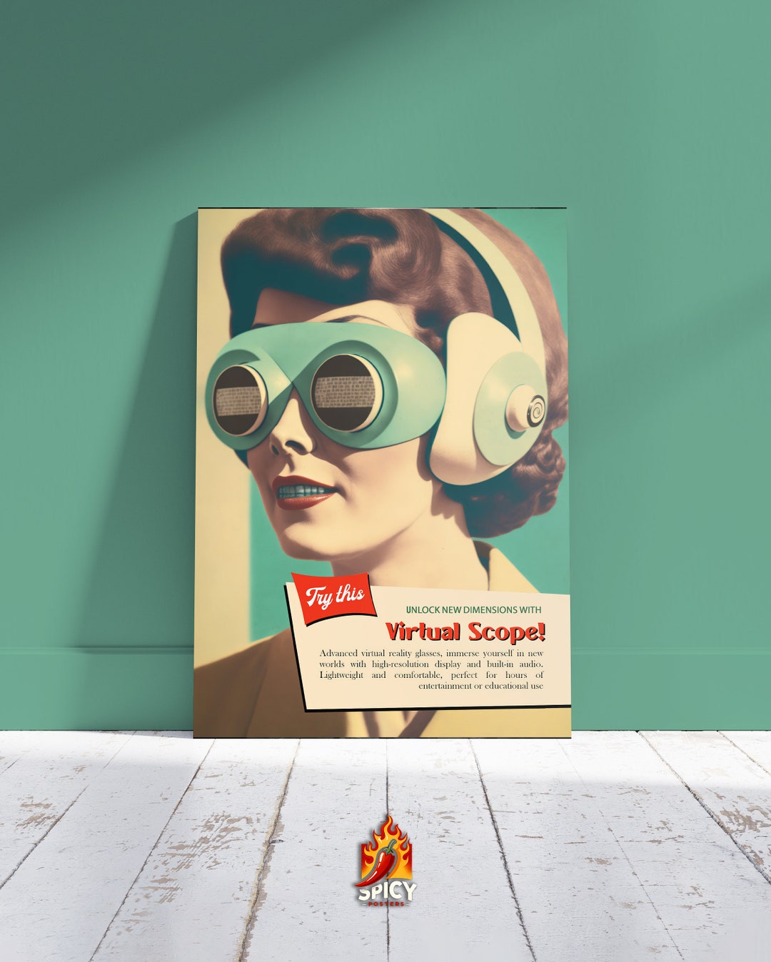 1950s Decor - Retro Sci Fi Love, Vintage Retro Poster, Distopian ...