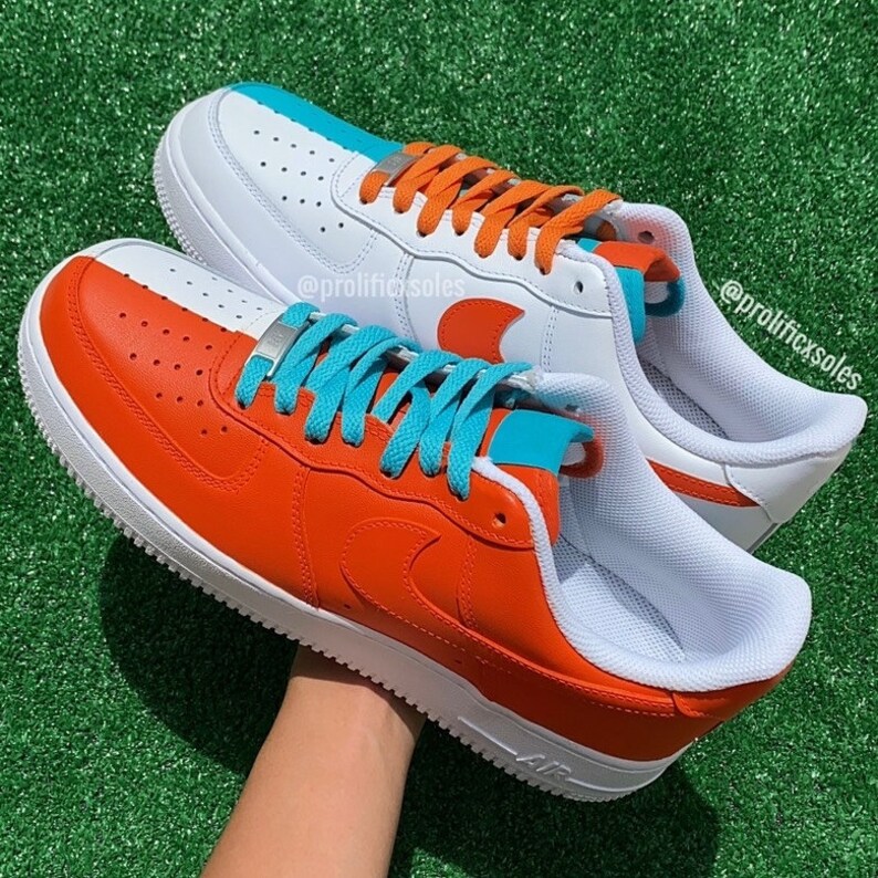 Orange/turquoise Split Custom Air Force 1 - Etsy