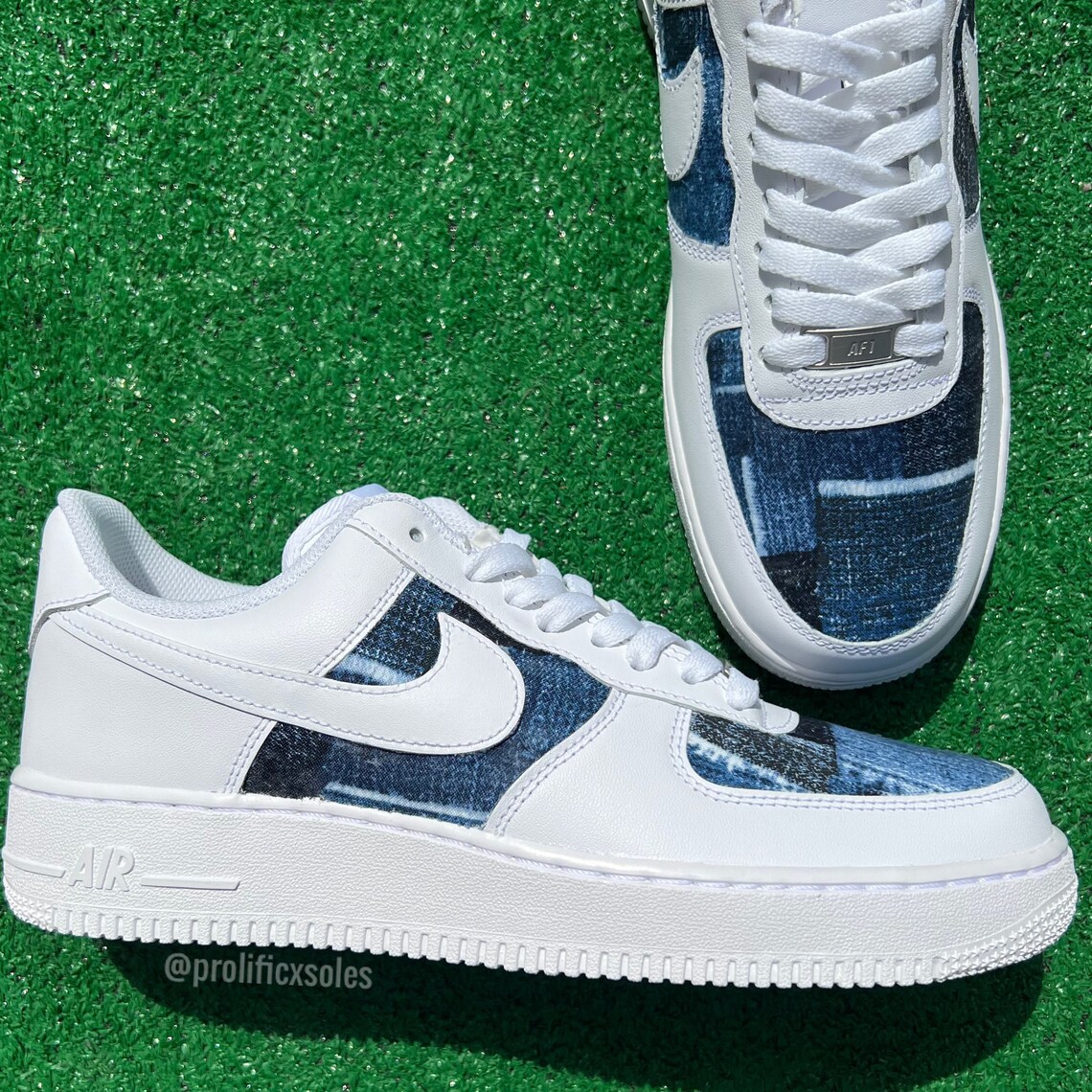 Patched Denim Custom Air Force 1 - Etsy