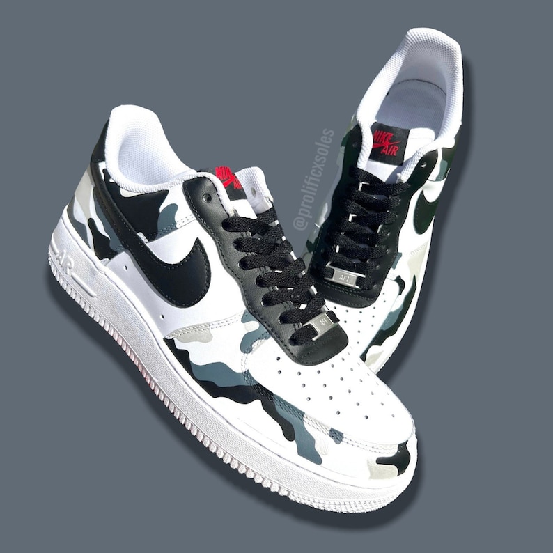 Black & White Camo Custom Air Force 1 - Etsy