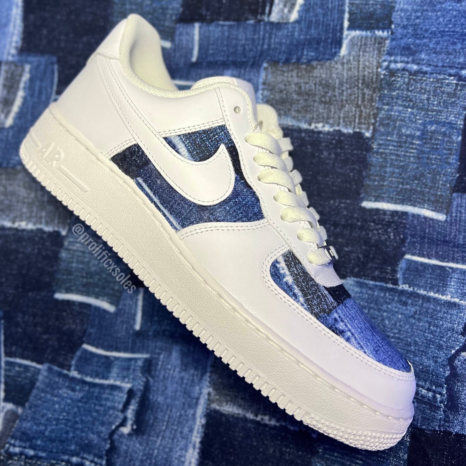 Patched Denim Custom Air Force 1 - Etsy