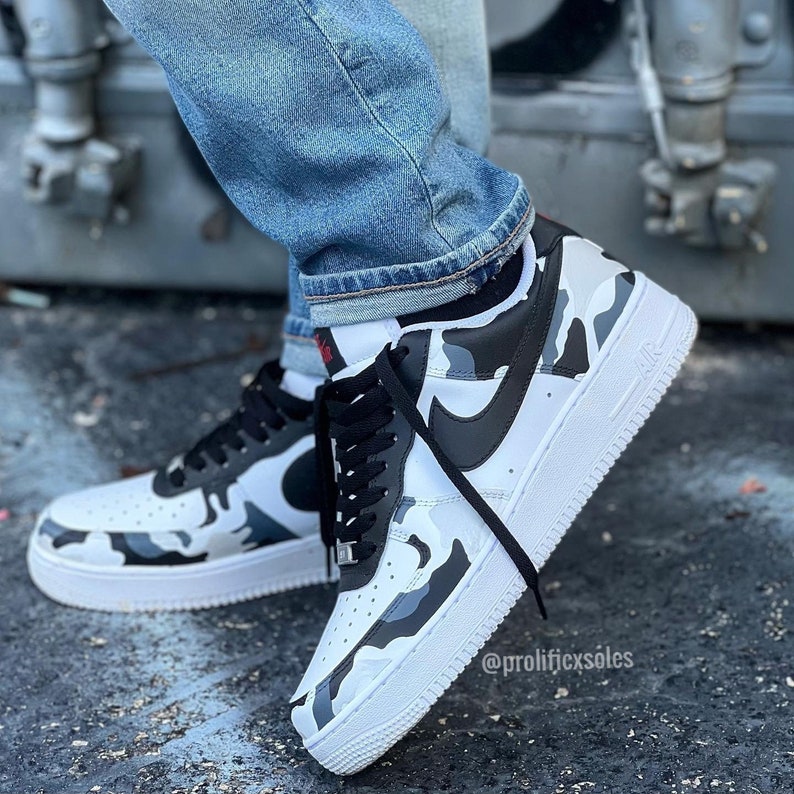 Black & White Camo Custom Air Force 1 - Etsy