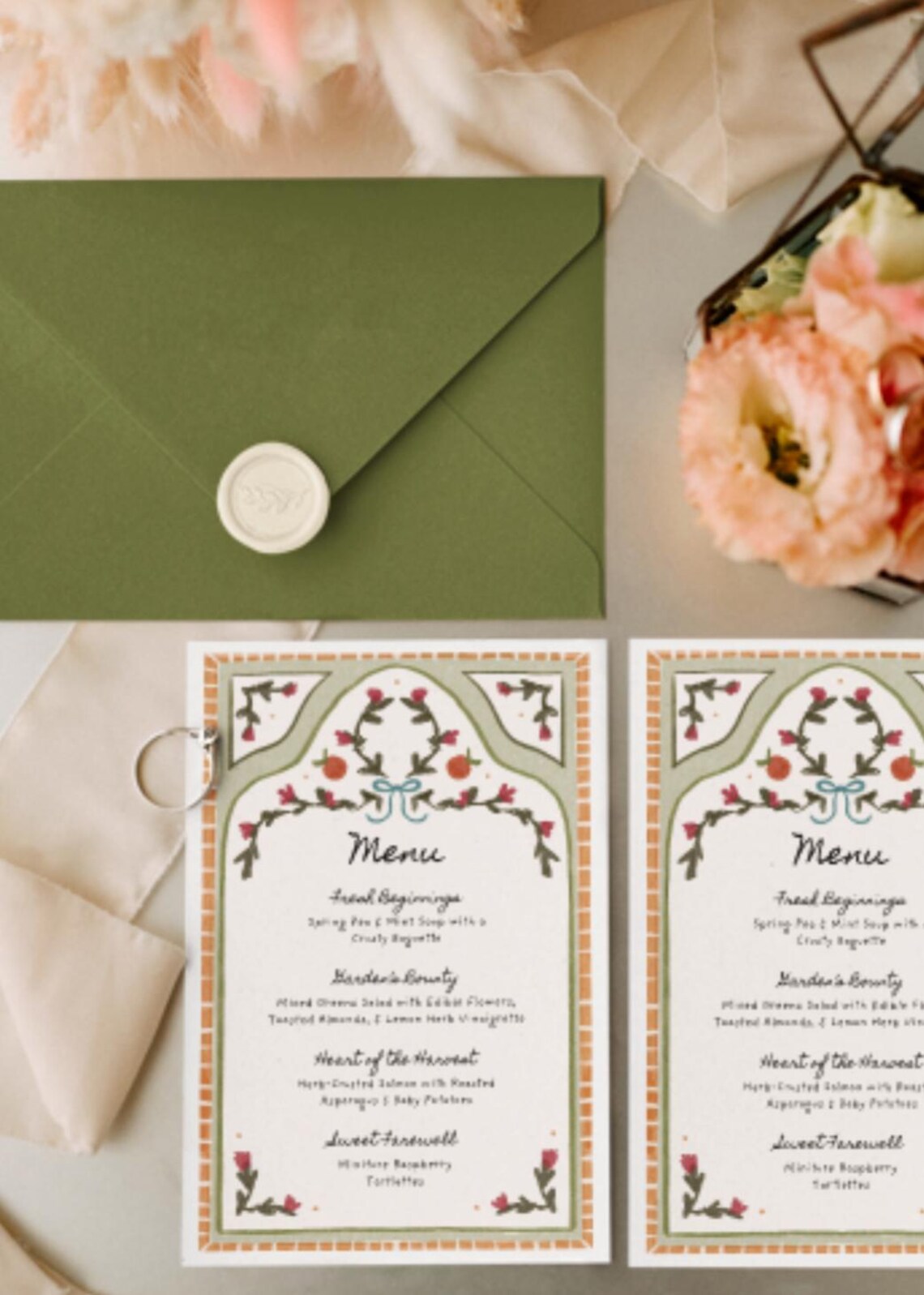 Whimsical Hand-drawn Garden Theme Menu Card – Customizable & Printable ...