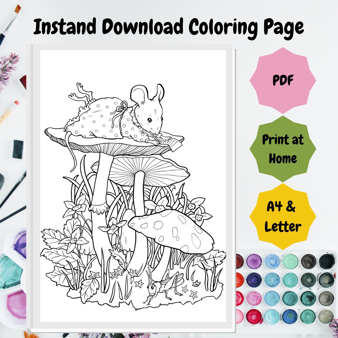 Quirky Coloring Pages: Mushroom Coloring Pages Mouse Coloring Pages ...