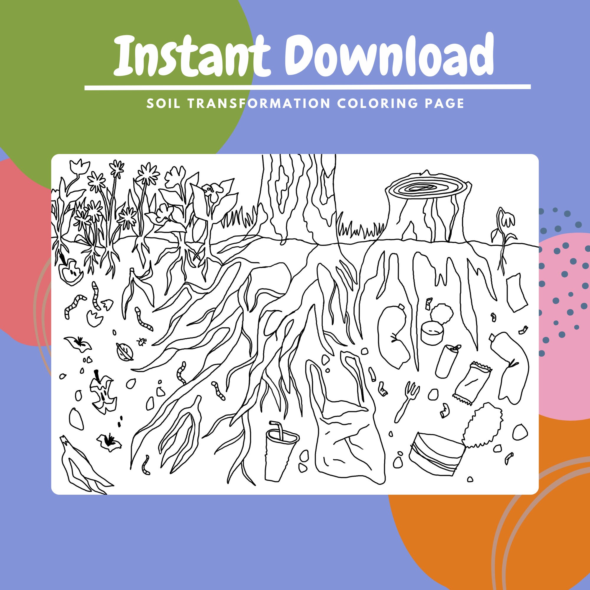 Soil Transformation Coloring Page, Coloring Page for Kids, Eco ...