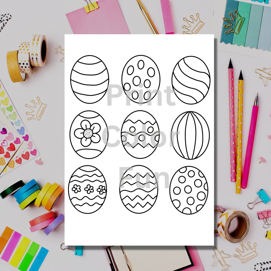 Easter Eggs Coloring Page Easter Egg Coloring Page for Eggs Instant ...
