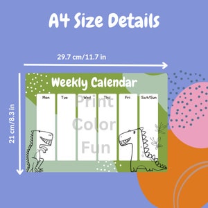 Printable Weekly Planner Dinosaur Cute Weekly Planner for Kids A4 ...