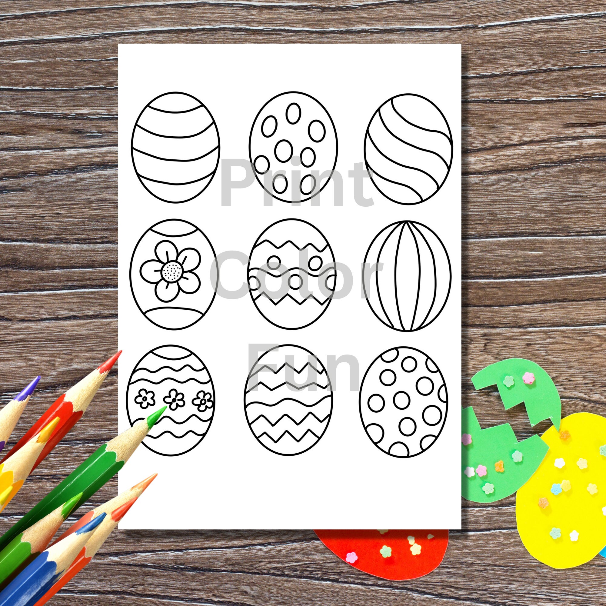 Easter Eggs Coloring Page Easter Egg Coloring Page for Eggs Instant ...