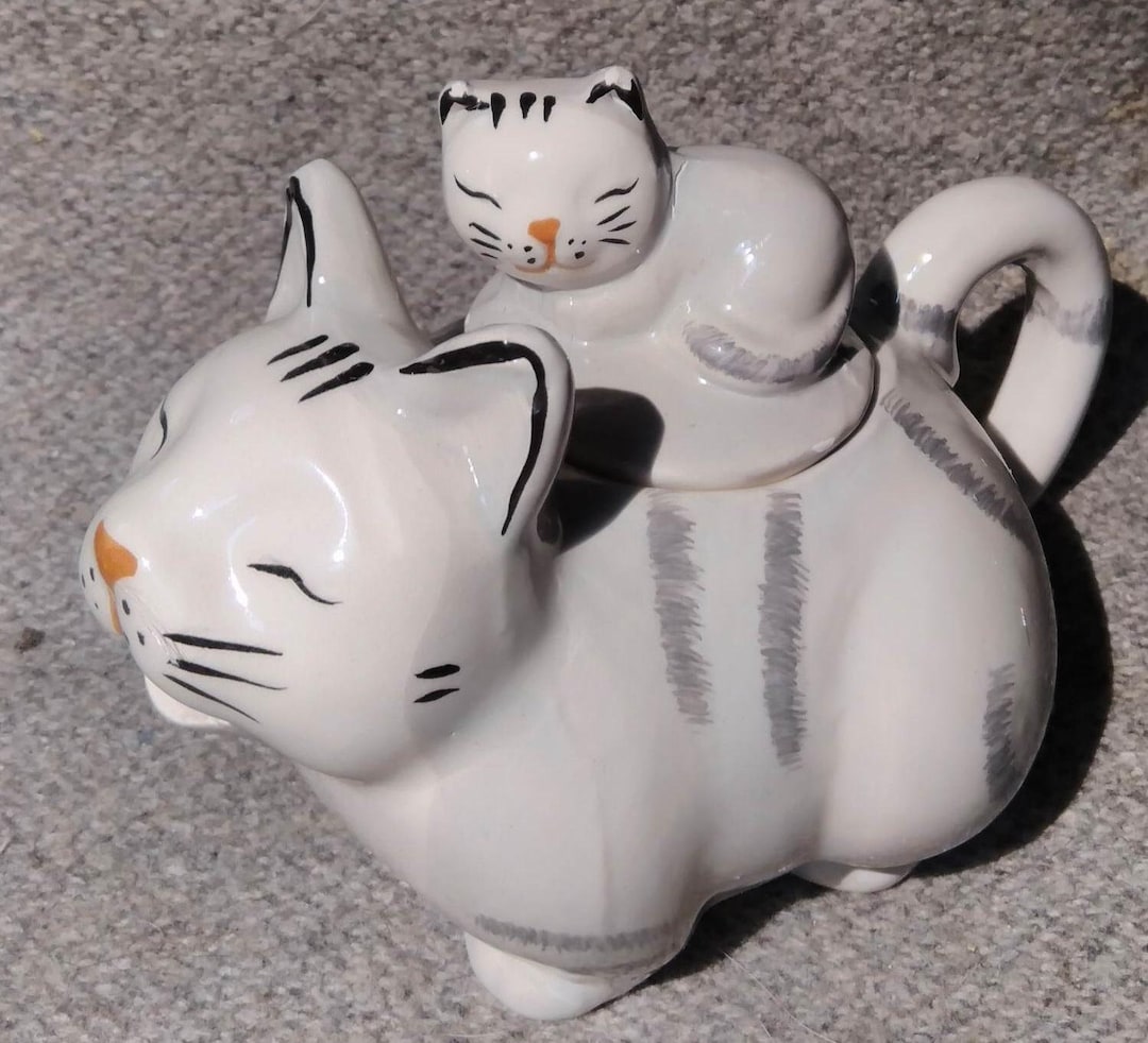 Teapot Coffee Pot Hand-painted Cat With Baby - Etsy