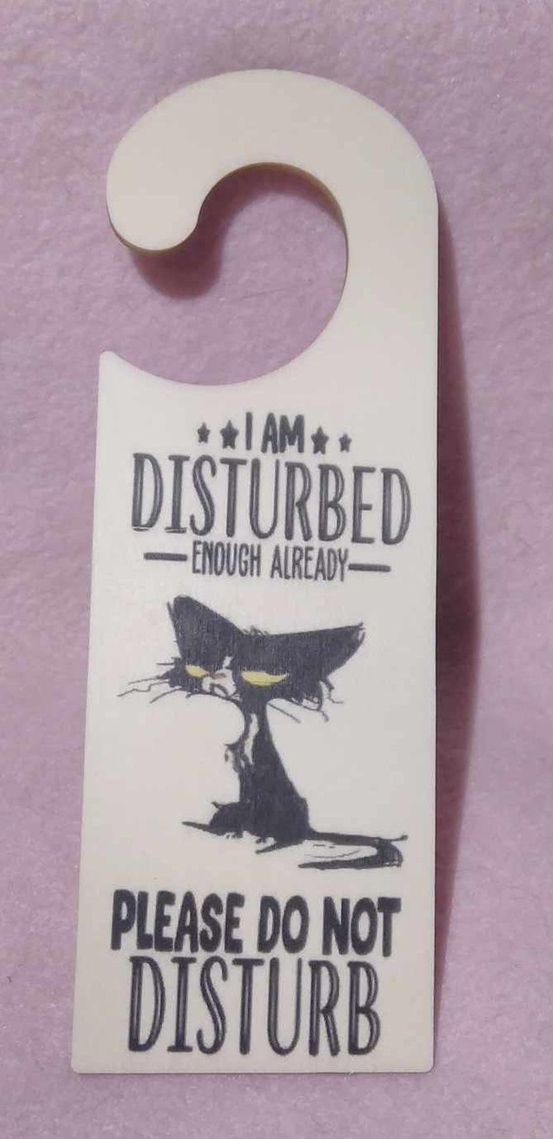 Doorknob Hook Door Sign Natural Wood Please Do Not DISTURB Cat - Etsy