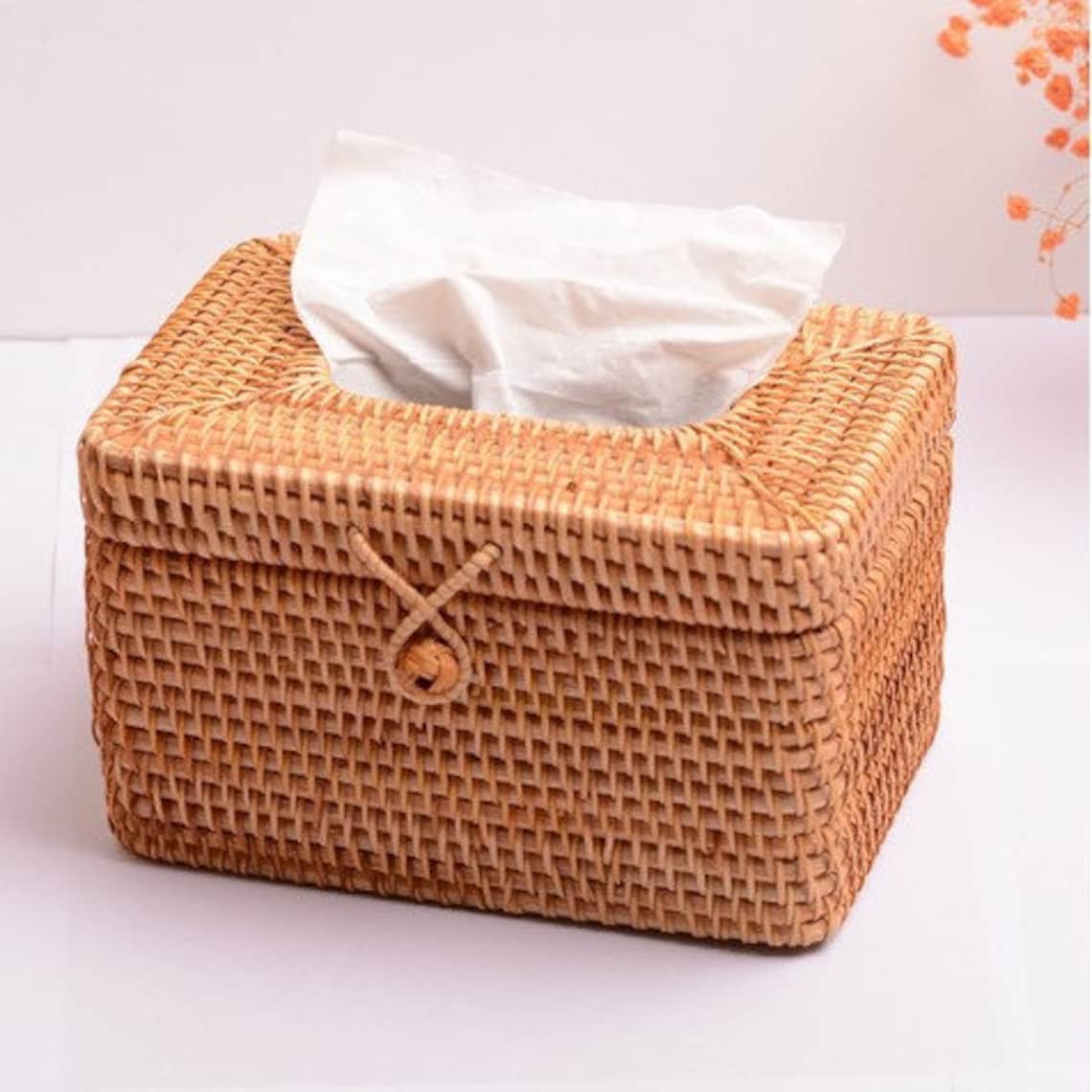 Rattan Tissue Box Cover Handmade Woven Retro Tissue Holder | Etsy