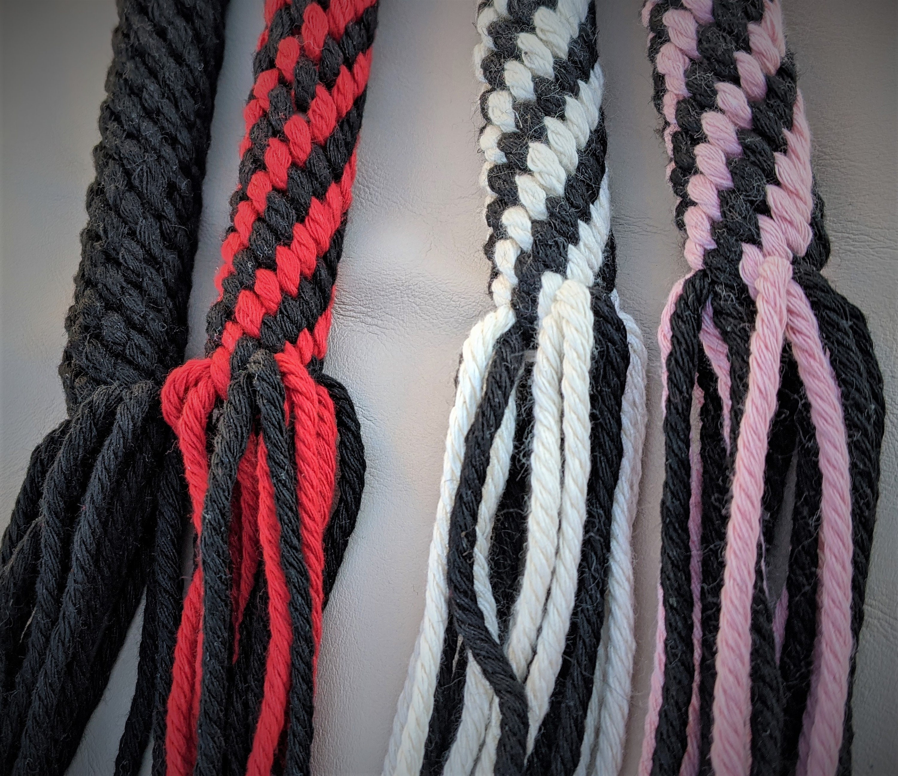 Cotton Cord Flogger 2 Plastic & 1 Wood Bead Medium to Low Pain Maximum ...