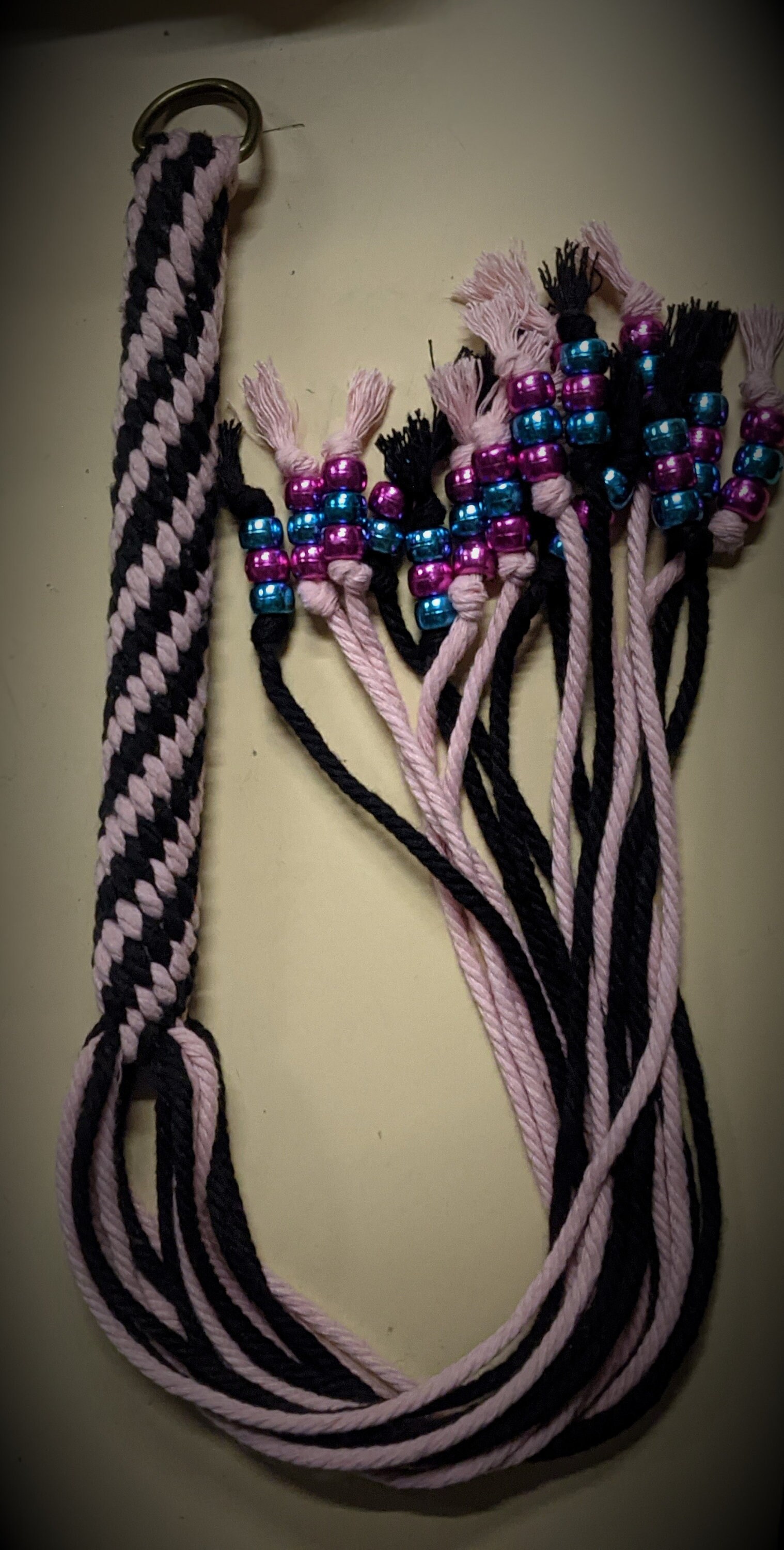 Cotton Cord Flogger | 3 Wood Beads | Medium to Low Pain - Maximum ...