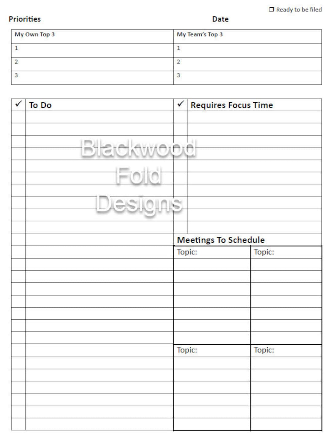 Daily Dashboard-priority Focused-customized Word and PDF Format - Etsy