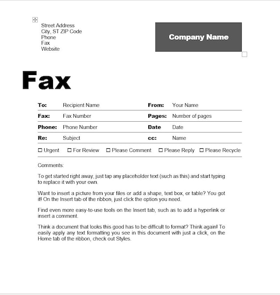 FAX Cover Sheet - Etsy