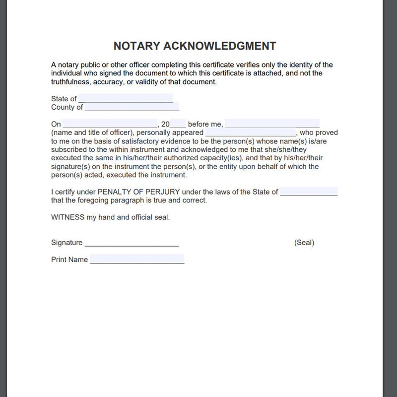 Notary Acknowledgement - Etsy