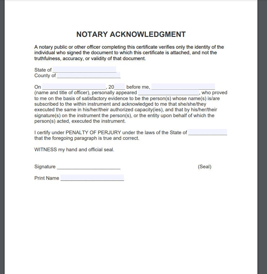 Notary Acknowledgement - Etsy