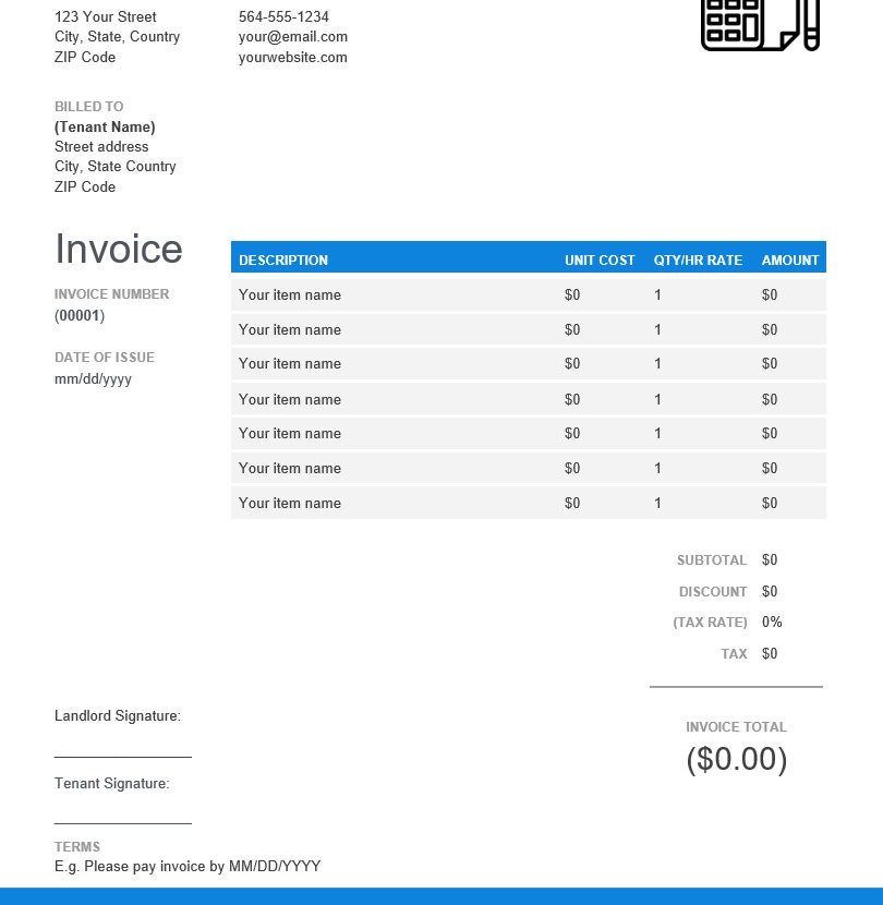 Receipt / Invoice Landlord and Tenant - Etsy