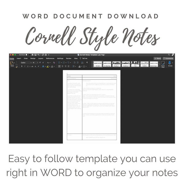 Cornell Notes Template - Etsy