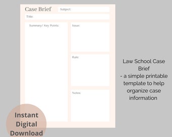 Case Brief Template - Etsy