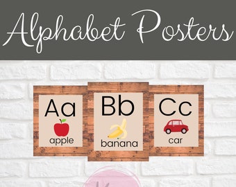 Farmhouse Alphabet Posters, Vintage, Classroom Decor, Back to School ...