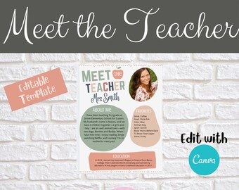 Back to School, Meet the Teacher Editable Canva Template, Boho, INSTANT ...