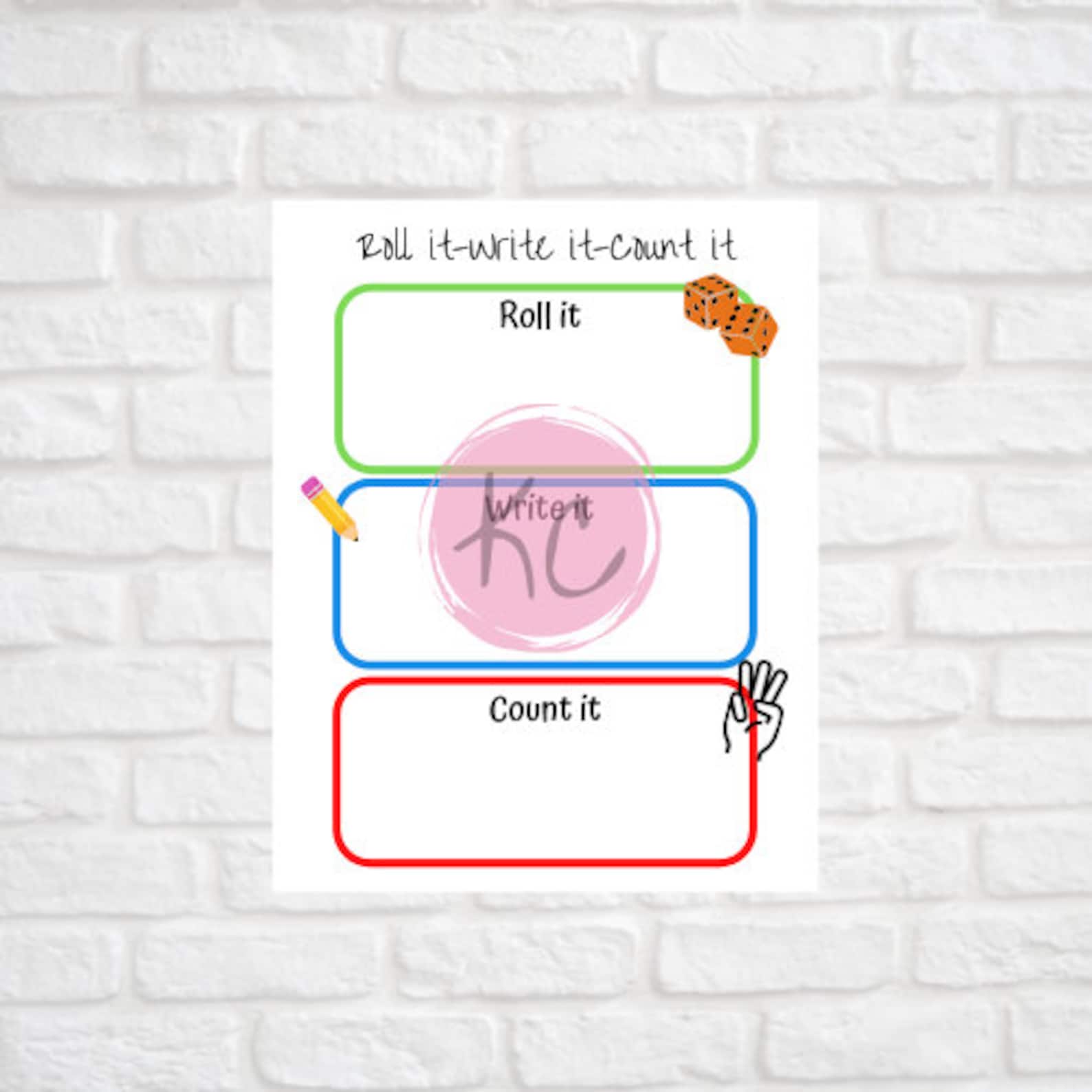MATH GAME/ Roll It Write It Add It Show It/ Roll It Write It Count It ...