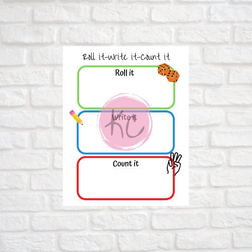 MATH GAME/ Roll It Write It Add It Show It/ Roll It Write It Count It ...