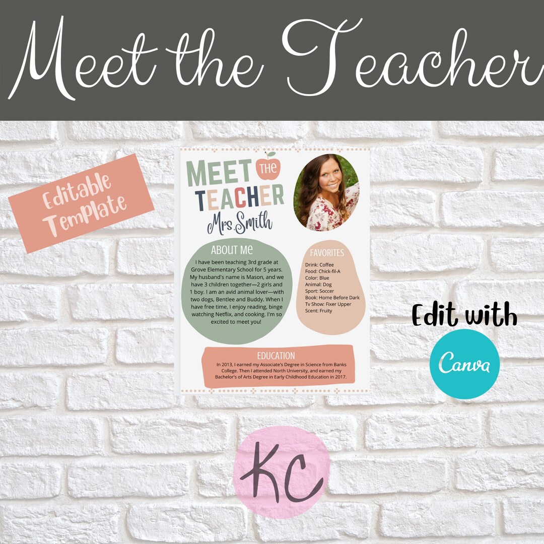 Meet the Teacher Printable Boho - Etsy