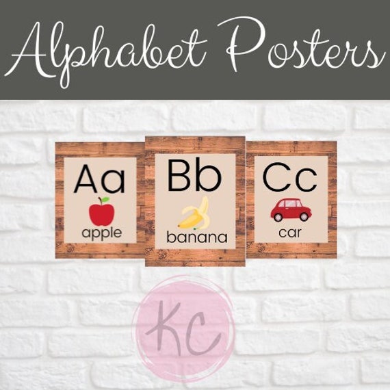 Classroom Alphabet Posters Farmhouse | Etsy