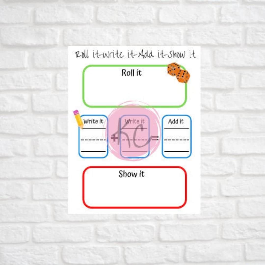 MATH GAME/ Roll It Write It Add It Show It/ Roll It Write It Count It ...
