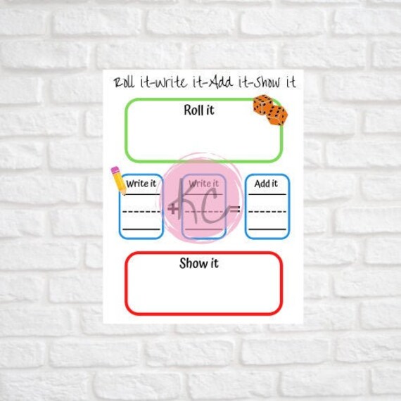 MATH GAME/ Roll It Write It Add It Show It/ Roll It Write It | Etsy