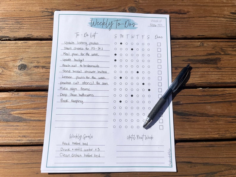 Weekly Task Planner To-do List Printable Instant Download - Etsy