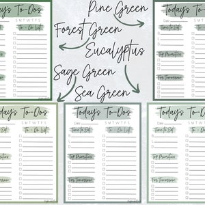 Printable Daily To-do List Planner Instant Download 5 Green Color ...