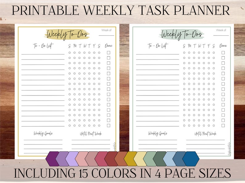 Weekly Task Planner To-do List Printable Instant Download Including 15 ...