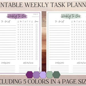 Weekly Task Tracker Printable To-do List Instant Download Including 5 ...