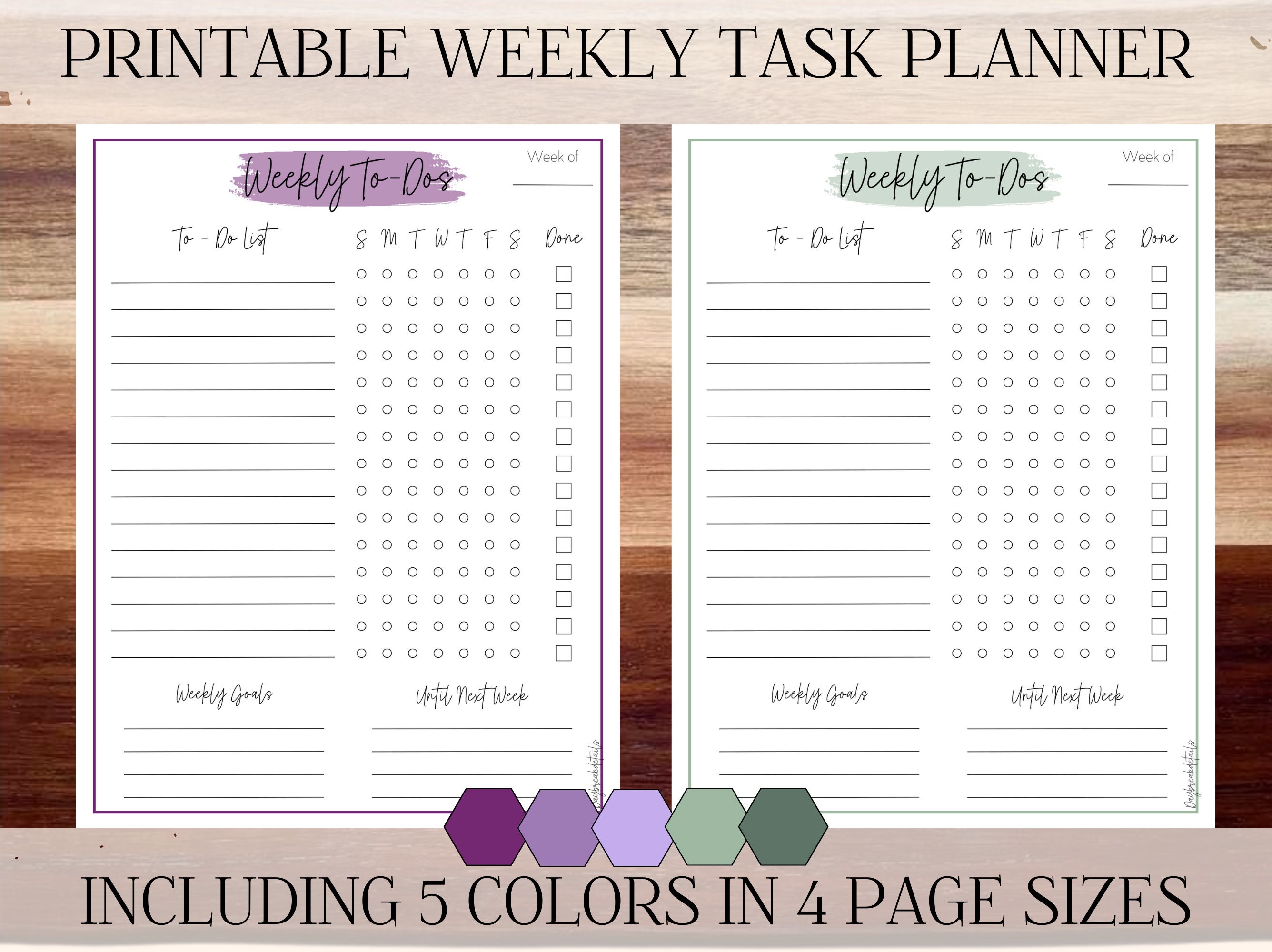 Weekly Task Tracker Printable To-do List Instant Download Including 5 ...