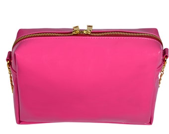 Hot Pink Leather Bag | Etsy