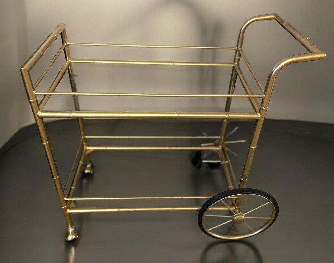 Vintage Bamboo Look Cocktail Cart, Coffee Cart, Messing Cart - Etsy