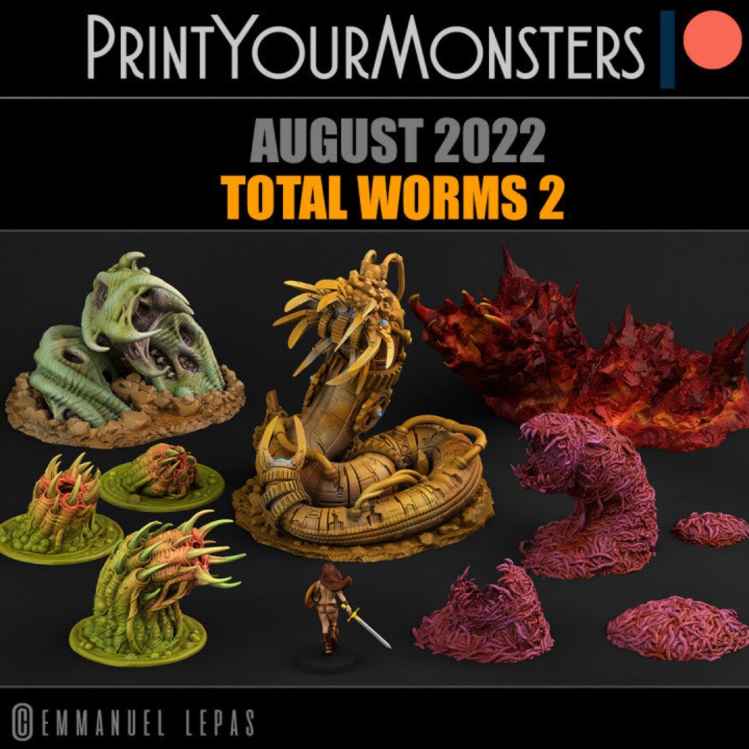 Total Worms Monster Attack Pack Lava Worm Swamp Worm Carrion Worm Desert Worm Clockwork Worm - Etsy