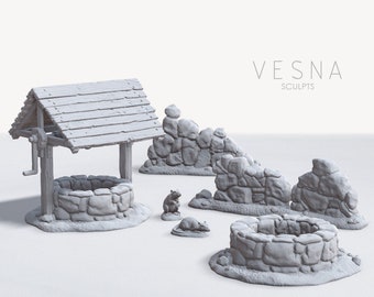 Water Well Wishing Well Minibasing 3D Printed 32mm Tabletop Miniature ...