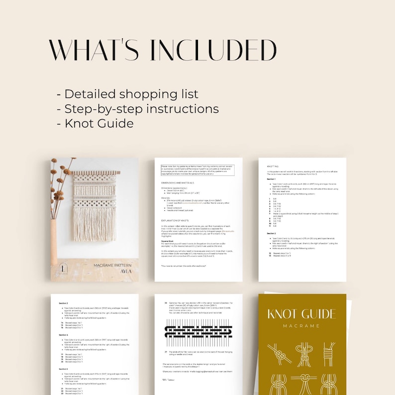 Macrame PATTERN - Written PDF and Knot Guide - Diy Macrame Wall Hanging ...