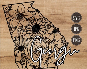 Floral Georgia SVG, State - Etsy