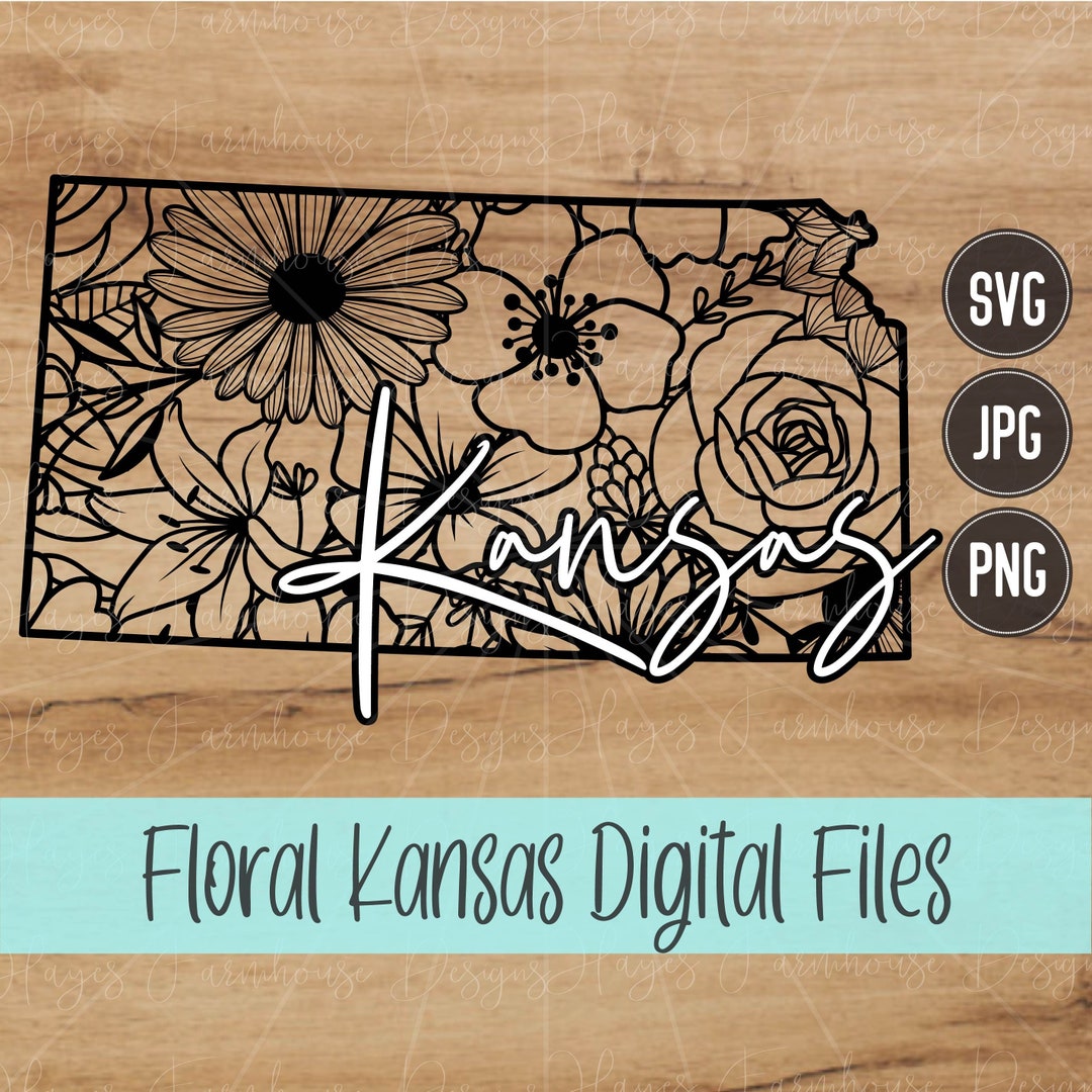 Kansas SVG | PNG | JPG | State of Kansas | Floral State | Mandala ...
