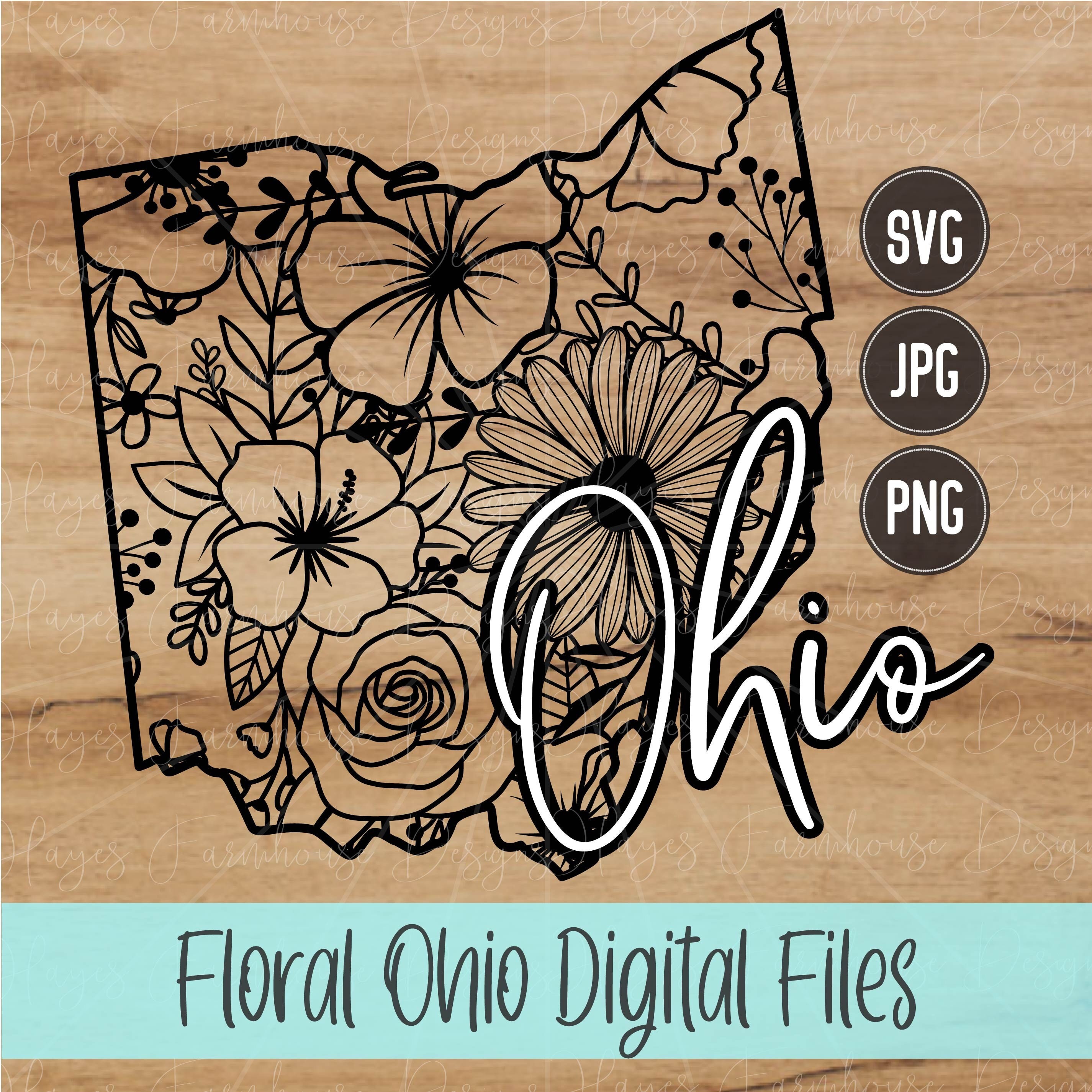 Ohio SVG PNG JPG State of Ohio Floral State Mandala Digital T-shirt ...