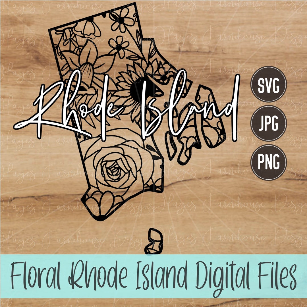 Rhode Island SVG | PNG | JPG | State of Rhode Island | Floral State ...