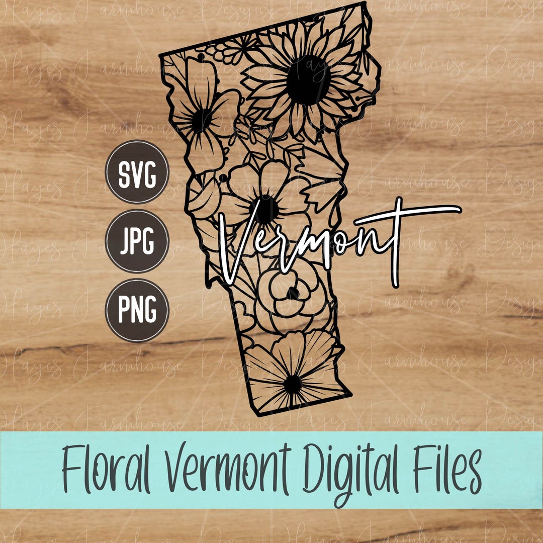 Vermont SVG | PNG | JPG | State of Vermont| Floral State | Mandala ...
