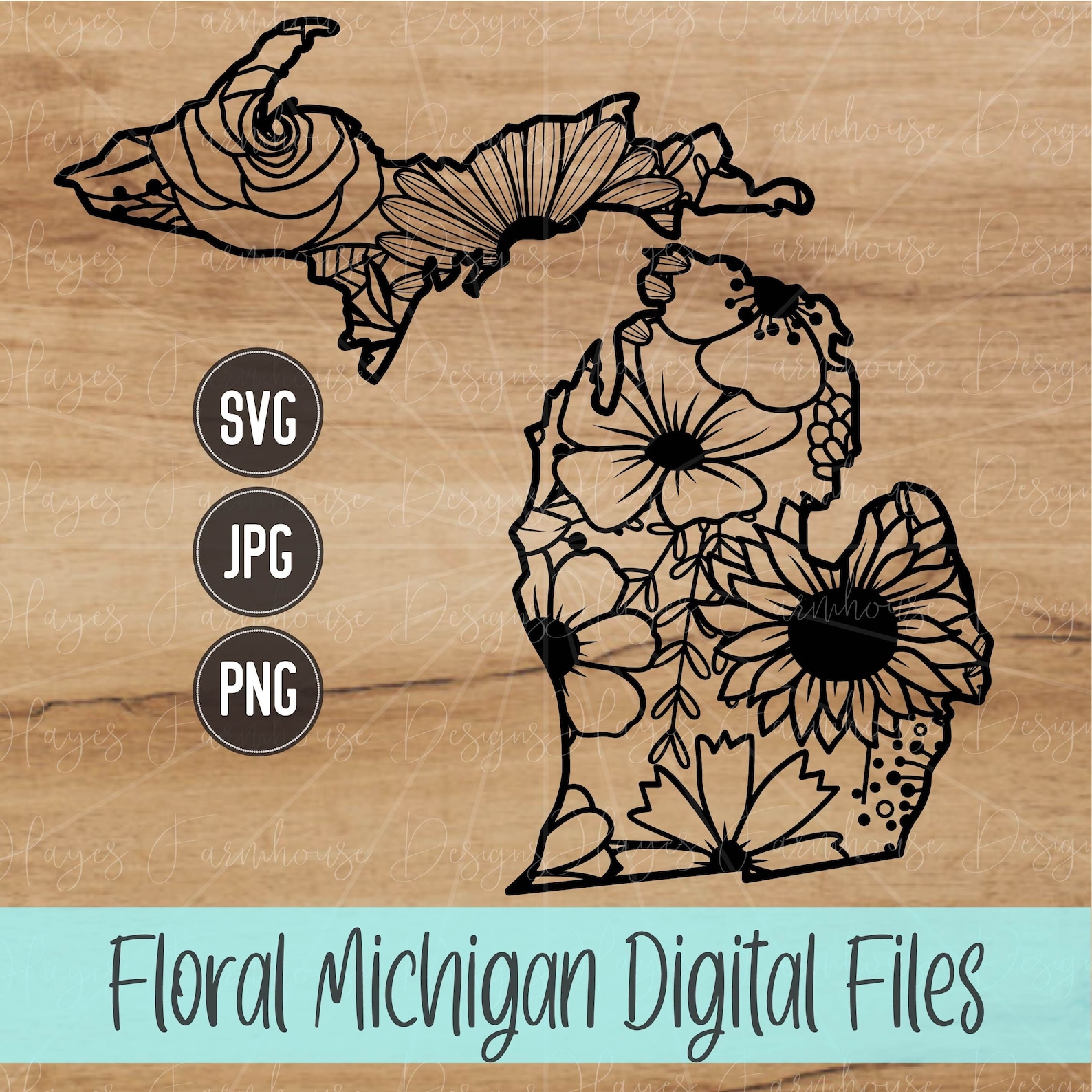 Michigan SVG | PNG | JPG | State of Michigan | Without Text | Floral ...