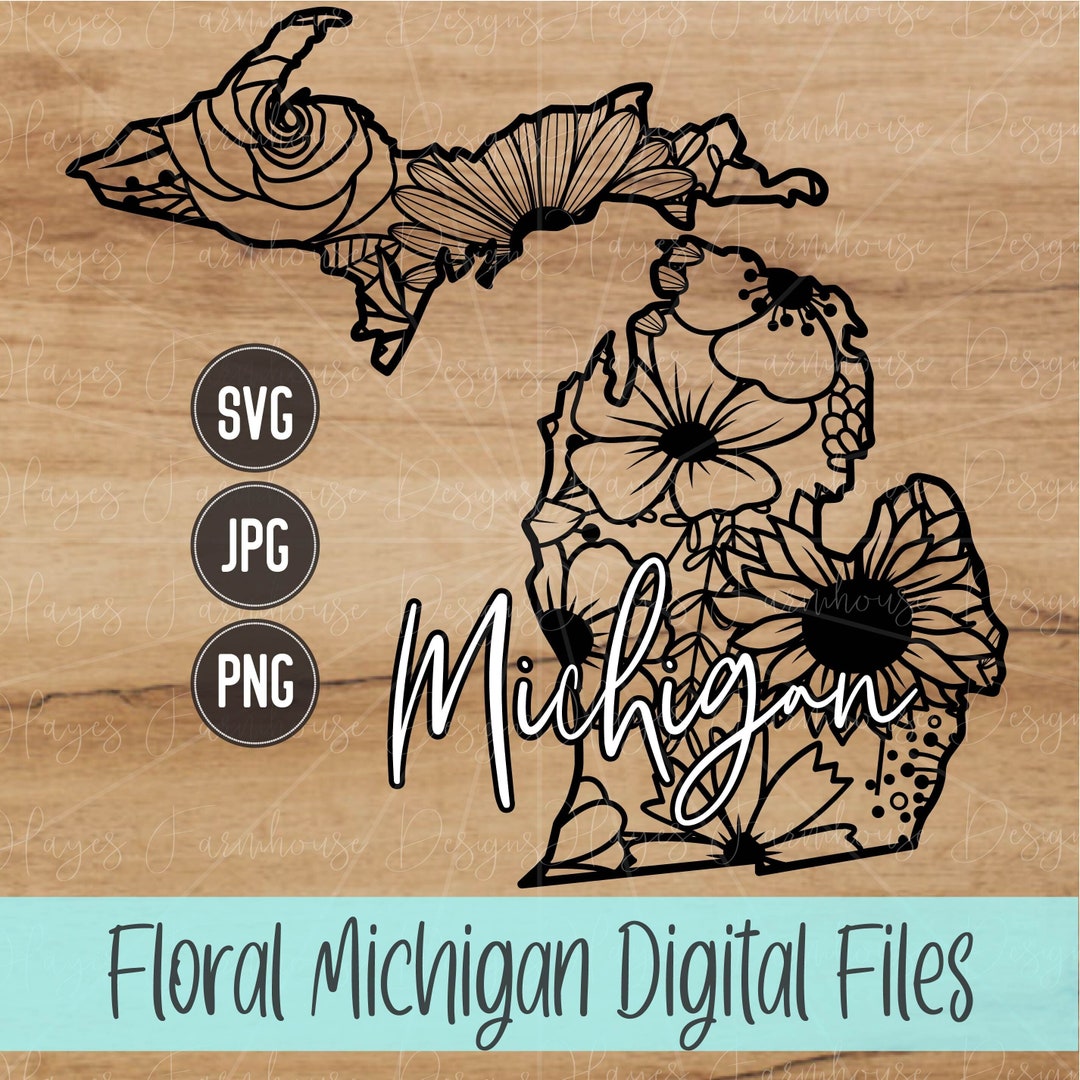 Michigan SVG | PNG | JPG | State of Michigan | Floral State | Mandala ...